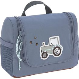 L&auml;ssig Kulturbeutel L&Auml;SSIG "Adventure, Tractor, Mini Washbag", M&auml;dchen, Gr. B/H/T: 20cm x 15cm x 7cm, blau (denim, jeansblau, braun), Polyester, Taschen Kulturbeutel, zum Aufh&auml;ngen; PETA-approved vegan