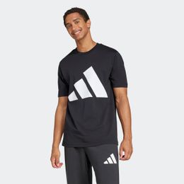 T-Shirt adidas Sportswear "ESSENTIALS BIG LOGO", Herren, Gr. L, schwarz-wei&szlig; (schwarz, wei&szlig;), Obermaterial: 100% Baumwolle, normal, Rundhals, Shirts T-Shirt, klassische Silhouette, mit Rundhalsausschnitt