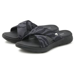 Badepantolette Venice Beach "Sandale, Badeschuh, Pantolette, Badelatsche, Flip Flop, Badeschlappe", Damen, Gr. 43, schwarz (schwarz, grau), Obermaterial: 100% Textilmaterial. Decksohle: 100% Synthetik. Futter: 100% Textilmaterial. Laufsohle: 100% Synthetik, gemustert, mehrfarbig, Schuhe Badepantolette, mit wasserabweisender und leichter Sohle VEGAN