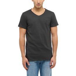 Kurzarmshirt Mustang "Herren Style Amado", Herren, Gr. M, anthrazit, Jersey, 100% Baumwolle, V-Ausschnitt, Shirts Kurzarmshirt