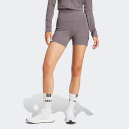 Shorts adidas Sportswear "ALL SZN RIB HIGH-WAIST KURZE LEGGINGS", Damen, Gr. XXL, N-Gr, grau (grau strata, grau strata, normal, gr.), Obermaterial: 45% Baumwolle, 45% Viskose, 10% Elasthan, Hosen Shorts