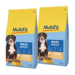 MultiFit Trockenfutter Hund Adult, Maxi, mit Gefl&uuml;gel & Karotte 2x12 kg