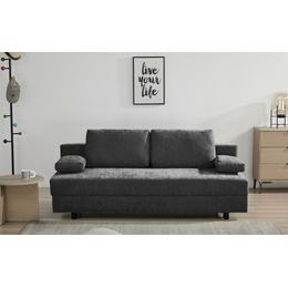 Schlafsofa OTTO HOME "ONNIKO, Breite: 192 cm, Liegefl&auml;che 121x192 cm, Feinstruktur-Bezug", anthrazit, B:192cm H:84cm T:82cm, 100% Polyester, Sofas, Schlafsofa, mit Bettfunktion & Bettkasten