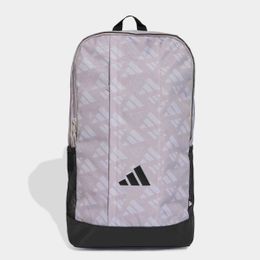 Rucksack adidas Performance "LINEAR MONOGRAM GRAFIK", schwarz (metallicl grau, schwarz), Rucks&auml;cke, Damen, Obermaterial: 100% Polyester, Rucksack
