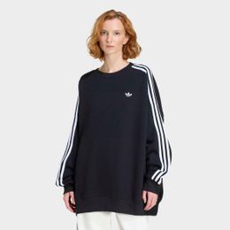 Kapuzensweatshirt adidas originals "3-STREIFEN OVERSIZED ADILENIUM CREW", Damen, Gr. L, schwarz, wei&szlig;, Obermaterial: 100% Baumwolle, Rundhals, angesetztes B&uuml;ndchen, Sweatshirts Kapuzensweatshirt