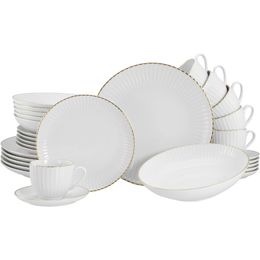 Kombiservice Creatable "Allegra Goldband, Service 30-tlg.", goldfarben, 30, Porzellan, Geschirr-Sets, Kombiservice, Klassisch, Elegant, Von Hand gemalter Goldrand