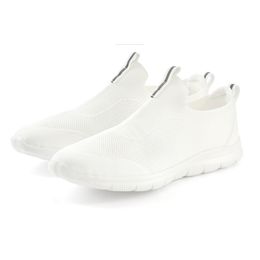 Sneaker John Devin "Slipper, Freizeitschuh, Textilschuhe, Stoffschuhe, Turnschuh", Herren, Gr. 41, wei&szlig;, Obermaterial: 80% Textilmaterial, 20% Lederimitat. Decksohle: 100% Textilmaterial. Futter: 100% Textilmaterial. Laufsohle: 100% Synthetik, Mesh, unifarben, Basic, Schuhe Sneaker, mit ultraleichter Sohle Unisex VEGAN, Topseller