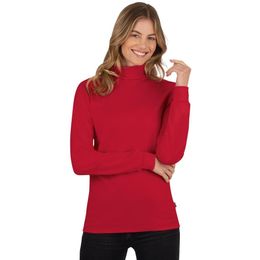 Rollkragenshirt TRIGEMA "TRIGEMA Langarm Ski- und Sport-Rollkragenpullover", Damen, Gr. M, braun (kirsch), Feinripp, 100% Baumwolle (Bio-Baumwolle kbA), Basic, normal, ohne Ausschnitt, Shirts Rollkragenshirt