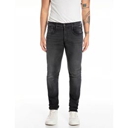 Slim-fit-Jeans Replay "Anbass", Damen, Gr. 32, L&auml;nge 36, schwarz (schwarz b80g), Denim/Jeans, Obermaterial: 99% Baumwolle, 1% Elasthan, slim fit normal, Jeans Slim-fit-Jeans