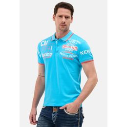 Cipo & Baxx Poloshirt CIPO & BAXX, Herren, Gr. XL, turquoise, Jersey, Obermaterial: 95% Baumwolle, 5% Elasthan, bedruckt, regular fit normal, Rundhals, B&uuml;ndchen kontrastfarben, Shirts Poloshirt