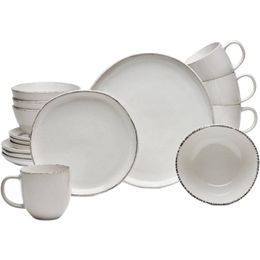 Kombiservice Van Well "Geschirr-Set Urban, 16-teilig", beige (creme), 16 Stk., Steinzeug, Geschirr-Sets, Kombiservice, rund, sp&uuml;lmaschinen- und mikrowellengeeignet