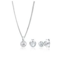 Schmuckset Elli "Basic Solit&auml;r 925 Sterling Silber, mit Kristallen von Swarovski", wei&szlig;, Schmuck_Sets, Damen, onesize,mit Stein, Silber 925 (Sterlingsilber), Schmuckset