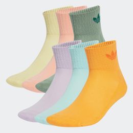 Sportsocken adidas originals "MID ANKLE, 6 PAAR", Herren, Gr. XL (46/48), bunt (silber gr&uuml;n, glow pink, powder gelb), Obermaterial: 65% Baumwolle, 32% Polyester, 2% Elasthan, 1% sonstige Fasern, Socken Sportsocken, f&uuml;r Laufen, 6er-Pack, mit Logodruck im Trefoil Style, kn&ouml;chellang