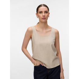 V&eacute;ro Moda Blusenshirt VERO MODA "VMMYMILO S/L TOP WVN GA", Damen, Gr. XS, silber lining, Jersey, Obermaterial: 55% Viskose, 45% Leinen, unifarben, regular fit kurz, tiefer Rundhals, Shirts Blusenshirt