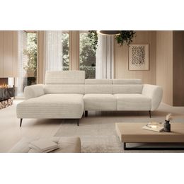 Ecksofa WERK2 "Alisson, mit elektrischer Sitztiefenverstellung, L-Form, Breite 277 cm", natur, B:277cm H:76cm T:174cm, 90% Polyester, 10% Nylon, Sofas, Ecksofa, Alisson &ndash; flexibler Komfort mit modernem Design und smarten Details.