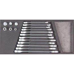 ADB Doppelmaulschl&uuml;sselsatz, 18-teilig, Chrom-Vanadium, SW 8-19 mm, Hartschaumeinlage, L 400 x B 190 x H 35 mm, silber
