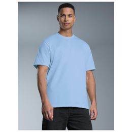 T-Shirt TRIGEMA "TRIGEMA T-Shirt aus 100% Baumwolle", Herren, Gr. M, blau (horizont), Single Jersey, 100% Baumwolle, Basic, lang, Rundhals, Shirts T-Shirt