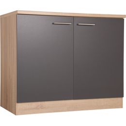 Sp&uuml;lenschrank respekta "Merle", grau, B:100cm H:84,8cm T:60cm, Schr&auml;nke, Sp&uuml;lenschrank, Breite 100 cm, Soft-Close, Griffe aus Metall, 85 cm Arbeitsh&ouml;he