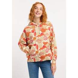 Kapuzensweatshirt Ragwear "PIRITA PRINT", Damen, Gr. L, ecru, Sweatware, Obermaterial: 70% Baumwolle, 30% Polyester, bedruckt, gemustert, normal, Rundhals, Sweatshirts Kapuzensweatshirt
