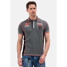 Cipo & Baxx Poloshirt CIPO & BAXX, Herren, Gr. S, anthrazit, Jersey, Obermaterial: 95% Baumwolle, 5% Elasthan, kontrastfarbene Details, mehrfarbig, regular fit normal, Rundhals, B&uuml;ndchen kontrastfarben, Shirts Poloshirt