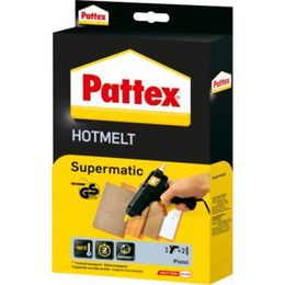 Hei&szlig;klebepistole Pattex&reg; Hotmelt Supermatic, mechanischer Vorschub, elektronischer Temperaturregler, Standb&uuml;gel, 2 Hei&szlig;klebesticks, schwarz-gelb