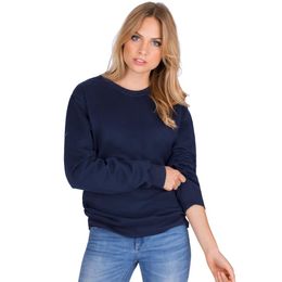 Sweatshirt TRIGEMA "TRIGEMA Sweatshirt", Damen, Gr. XL, blau (navy), Sweatware, 70% Baumwolle, 30% Polyester, Basic, lang, Rundhals, Sweatshirts Sweatshirt
