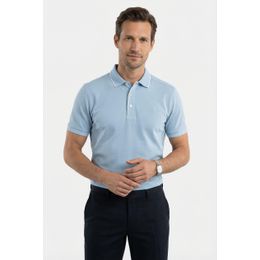 Poloshirt OLYMP "OLYMP Wirk Casual - Polo", Herren, Gr. L, blau (bleu), Jersey, Obermaterial: 51% Baumwolle, 49% Polyester, regular fit, Shirts Poloshirt