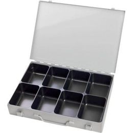 Sortimentskoffer ADB, leer, 8-fache Einteilung, abschlie&szlig;bar, mit Griff, B 330 x T 230 x H 50 mm, Stahl & ABS-Kunststoff, lichtgrau RAL 7035