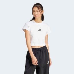 T-Shirt adidas Sportswear "FUTURE ICONS SMALL LOGO BABY", Damen, Gr. L, wei&szlig;, Obermaterial: 100% Baumwolle, Rundhals, Shirts T-Shirt, sportlicher Stil, Rundhalsausschnitt, ohne Verschluss