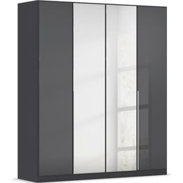 Dreht&uuml;renschrank OTTO HOME "Kleiderschrank Kleiderschr&auml;nke Schrank Garderobe AGORDO mit Glasfront", grau (graumetallic, glas basalt), B:181cm H:210cm T:54cm, Holzwerkstoff, Schr&auml;nke, Dreht&uuml;renschrank, durchdachte Innenausstattung, in 8 Breiten und 2 H&ouml;hen MADE IN GERMANY