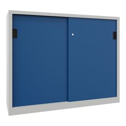 Pavoy Schiebet&uuml;renschrank, 1200x1500x600 mm, 4 B&ouml;den verzinkt, RAL 7035/5010 (30301-150-600-735510)