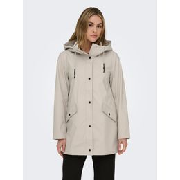 Kurzmantel Only "ONLELISA RAINCOAT OTW NOOS", Damen, Gr. XS, beige (silber lining), Web, Obermaterial: 100% Polyester, unifarben, Po-bedeckend, M&auml;ntel Kurzmantel, beschichtete Qualit&auml;t