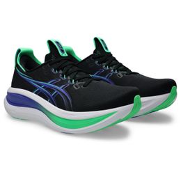 Laufschuh asics "GEL-NIMBUS 28", Herren, Gr. 47, schwarz, cobalt burst, Synthetik, Schuhe Laufschuh, mit Knit-Obermaterial, mit FF BLAST PLUS D&auml;mpfung