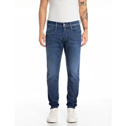 Slim-fit-Jeans Replay "Anbass", Damen, Gr. 36, L&auml;nge 34, blau (dunkelblau 840), Denim/Jeans, Obermaterial: 99% Baumwolle, 1% Elasthan, slim fit normal, Jeans Slim-fit-Jeans