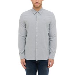 Langarmhemd Mustang "Herren Style Edinburg", Herren, Gr. S, US-Gr&ouml;&szlig;en, gr&uuml;n 6473, Twill, 100% Baumwolle, meliert, slim fit, Hemden Langarmhemd