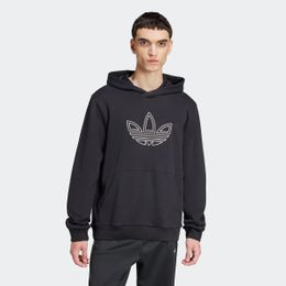 Kapuzensweatshirt adidas originals "OUTLINE TREFOIL HOODIE", Herren, Gr. S, schwarz, Obermaterial: 100% Baumwolle, normal, Rundhals, angesetztes B&uuml;ndchen, Sweatshirts Kapuzensweatshirt