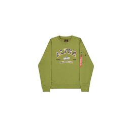 Sweater Alpha Industries "College Camo Sweatshirt", Herren, Gr. L, gr&uuml;n (moss gr&uuml;n), Obermaterial: 80% Baumwolle, 20% Polyester, regular fit, Sweatshirts Sweater