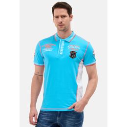 Cipo & Baxx Poloshirt CIPO & BAXX, Herren, Gr. 4XL, turquoise, Jersey, Obermaterial: 95% Baumwolle, 5% Elasthan, kontrastfarbene Details, mehrfarbig, regular fit normal, Rundhals, B&uuml;ndchen kontrastfarben, Shirts Poloshirt