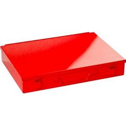 Sortimentskoffer ADB, leer, 18-fache Einteilung, abschlie&szlig;bar, mit Griff, B 330 x T 230 x H 50 mm, Stahl & ABS-Kunststoff, verkehrsrot RAL 3020