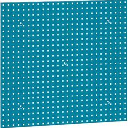 Lochplatte WFI, Wandmontage, Lochgr&ouml;&szlig;e 9 x 9 mm & Lochabstand 38 mm, L 988 x H 910 mm, Stahlblech, azurblau RAL 5009