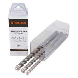 Projahn Hammerbohrer-Set ROCKET 5, SDS-plus, PGM, &Oslash; 6-8-10 x 160/100 mm, 3-teilig, QuadroPack