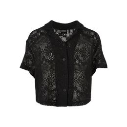 Urban Classics Damen Blusenshirt "Urban Classics Damen Ladies Crochet Lace Resort Shirt"schwarz, Gr. 5XL, unifarben, 88% Baumwolle, 12% Polyamid,