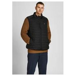 Jack & Jones PlusSize Steppweste "MULTI mit Stehkragen und normaler Form", Herren, Gr. 5XL, schwarz, Web, Obermaterial: 100% Polyester, JACK & JONES PLUSSIZE, unifarben, regular fit normal, Westen Steppweste, unifarben, modisch, regular fit, Polyester, Stehkragen