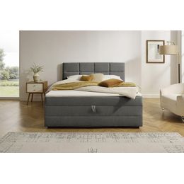 Boxbett OTTO HOME "Fillmore inkl. Bettkasten, Liegefl&auml;che 140 und 180x200 cm", grau, Webstoff, Liegefl&auml;che B/L: 140cm x 200cm Betth&ouml;he: 62cm, Gewicht bis: 100 kg H3, Tonnentaschen-Federkernmatratze, Komplettbetten, inkl. Topper, erh&auml;ltlich in verschiedenen Farben, Topseller