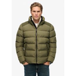 Steppjacke Superdry "SPORTS PUFFER JACKET", Damen, Gr. M, gr&uuml;n (shooting olive), Web, Obermaterial: 100% Polyester, unifarben, relaxed fit, Jacken Steppjacke