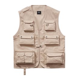 Steppweste Brandit "Brandit Herren Hunting Vest", Herren, Gr. 4XL, beige, 80% Polyester, 20% Baumwolle, Westen Steppweste