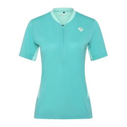 Radtrikot Ziener "NEKTARIA-Z", Damen, Gr. 40, tropical teal, Obermaterial: 85% Polyester, 15% Baumwolle. Obermaterial 2: 86% Polyester, 14% Baumwolle, Trikots