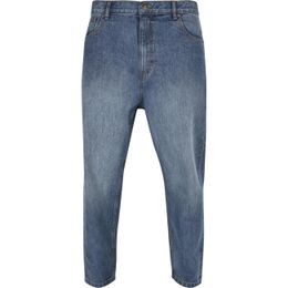Bequeme Jeans Urban Classics "Urban Classics Herren Cropped Tapered Jeans", Herren, Gr. 34, Normalgr&ouml;&szlig;en, midtiefblau, 100% Baumwolle, unifarben, Jeans