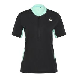Radtrikot Ziener "NEKTARIA-Z", Damen, Gr. 36, schwarz.bright turquoise, Obermaterial: 85% Polyester, 15% Baumwolle; Obermaterial 2: 86% Polyester, 14% Baumwolle, Trikots