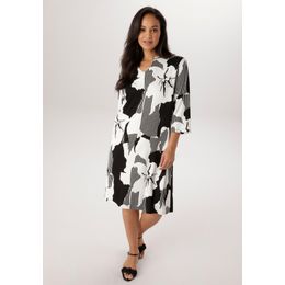 sheego Gro&szlig;e Gr&ouml;&szlig;en Jerseykleid, schwarz-wei&szlig;, Gr&ouml;&szlig;e 50 - Damen